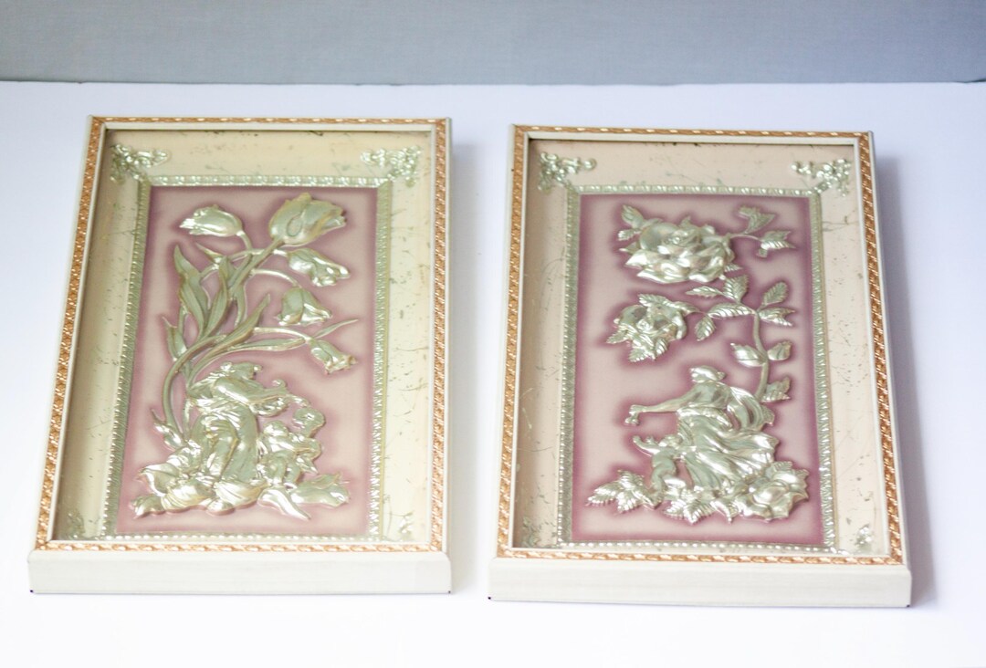 Vintage Metalcraft 3D Shadow Box Art: Four Seasons Spring & Summer Set ...