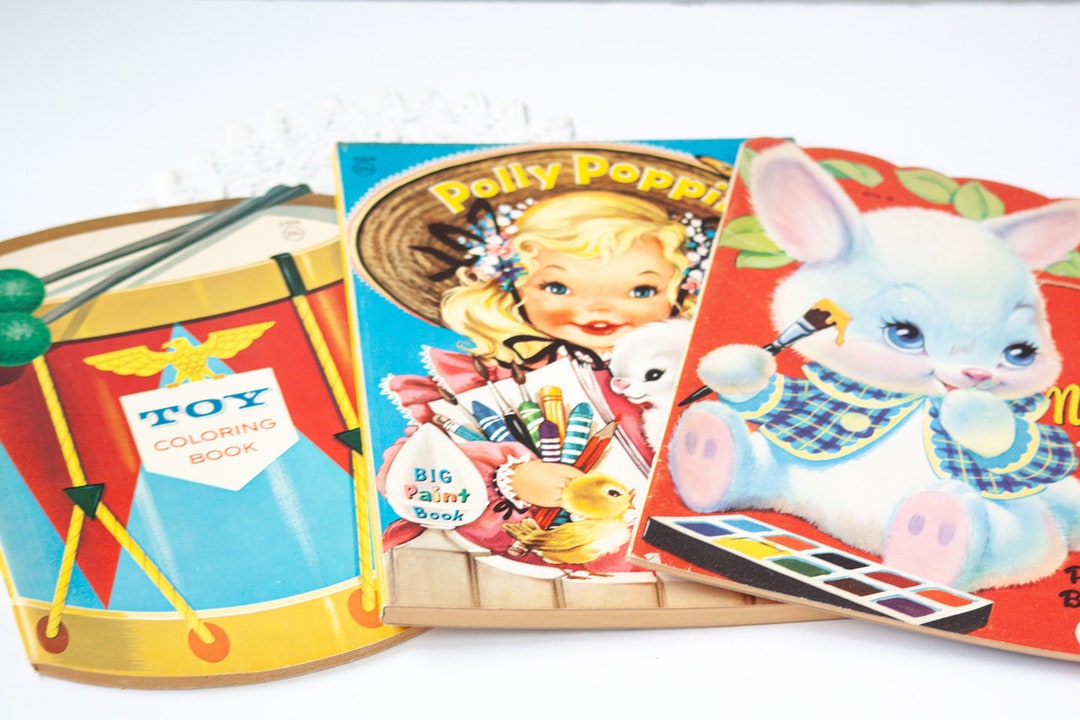 Vintage Coloring Books Group of 3 - Nibbles the Bunny 1951, Polly ...