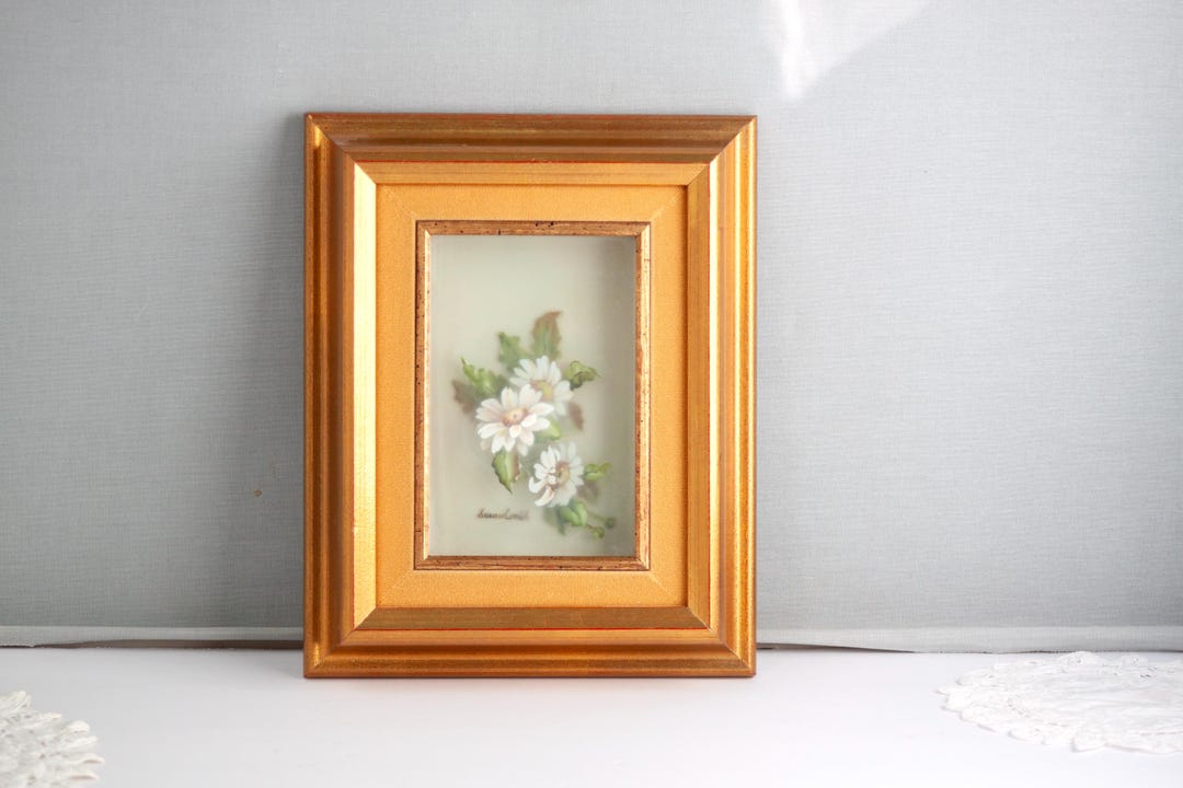 Susan Comish Vintage Signed 3D Floral Painting on Layered Glass ...