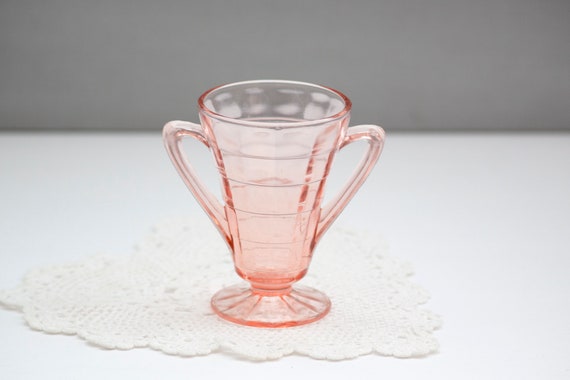 Anchor Hocking Block Optic Double Handled Sugar Bowl Footed | Etsy