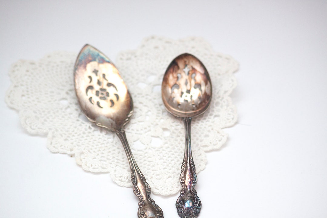 Vintage Slotted Spoon and Flat Serving Spoon 1881 Rogers Oneida - Etsy