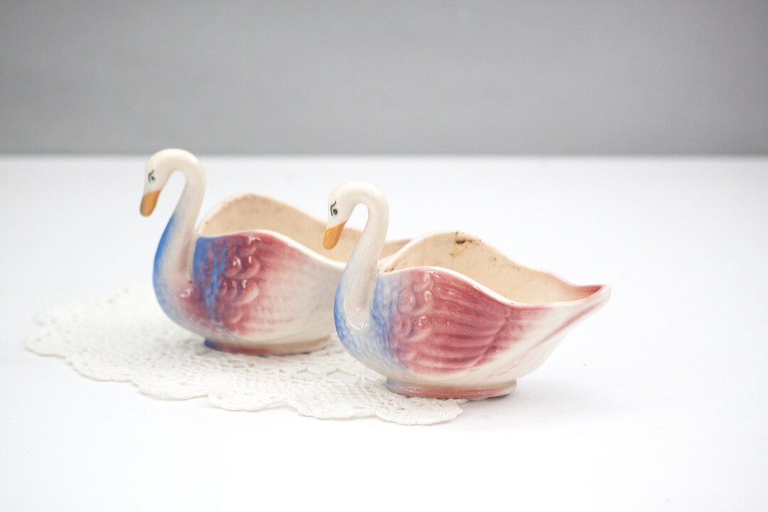 Vintage Swan Shaped Trinket Dish or Planter - Set of 2 Small Swans ...