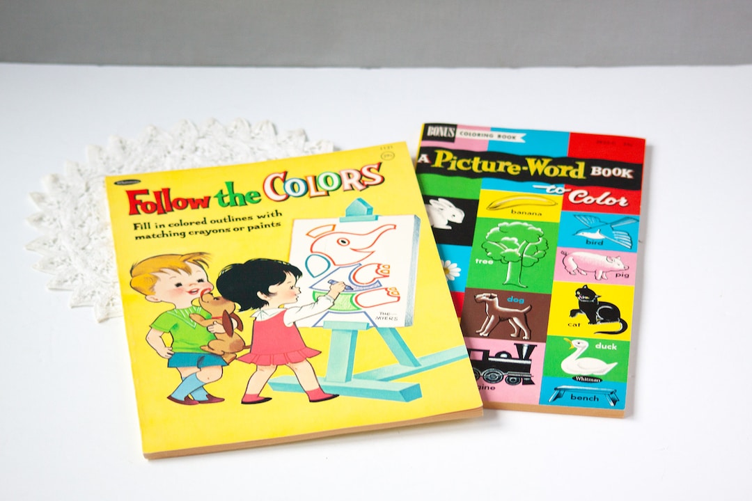 Vintage Whitman Publishing Coloring Books Unused - Picture Word Book ...