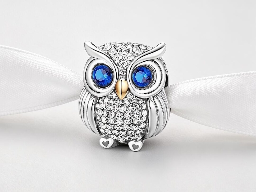 Owl Charm Pendant, Pandora Compatible, With Sparkling Crystals for ...