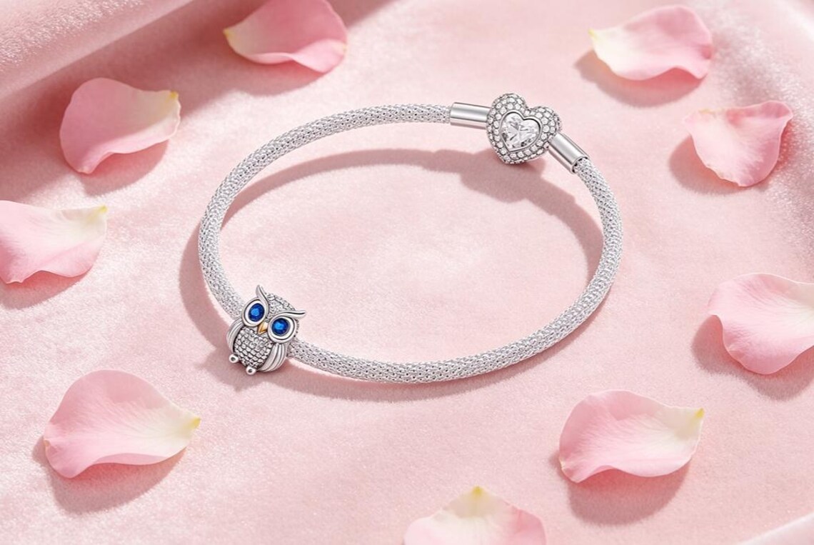 Owl Charm Pendant, Pandora Compatible, With Sparkling Crystals for ...