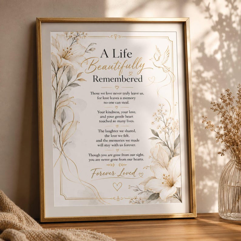 Funeral Poem Print, Loss of Mother Poem, Sister Memorial Poem, Sympathy ...