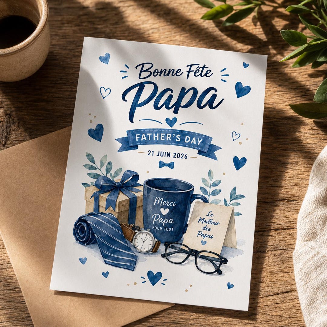 French Fathers Day Card Bonne Fete Papa Classic Dad Printable - Etsy