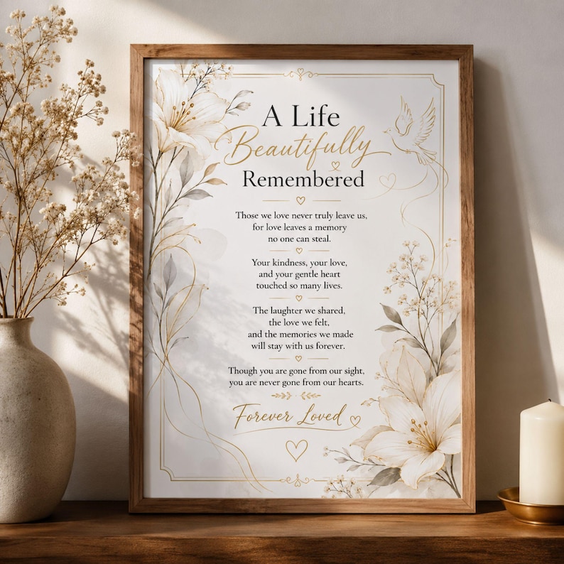Funeral Poem Print, Loss of Mother Poem, Sister Memorial Poem, Sympathy ...