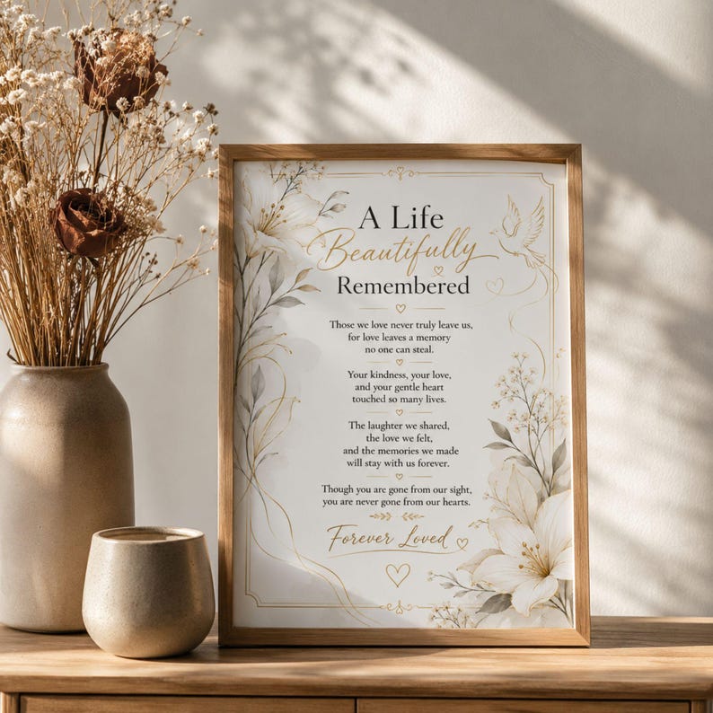 Funeral Poem Print, Loss of Mother Poem, Sister Memorial Poem, Sympathy ...