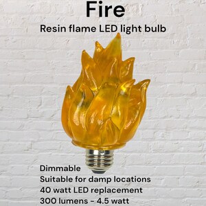 Flame Bulb, Non-flickering 3D Resin Fire, LED Light Bulb, Dimmable, 40W ...
