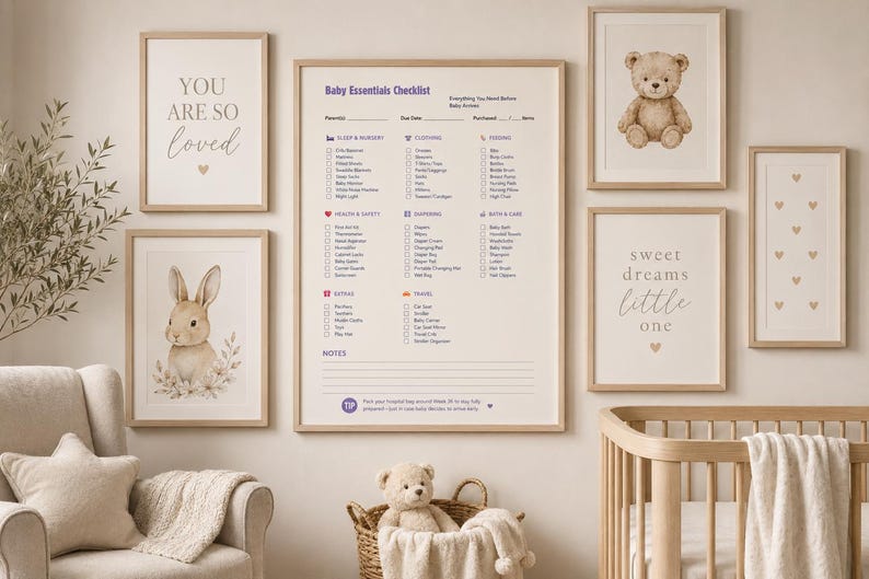 Baby Essentials Checklist Printable | Newborn Checklist | Baby Registry ...