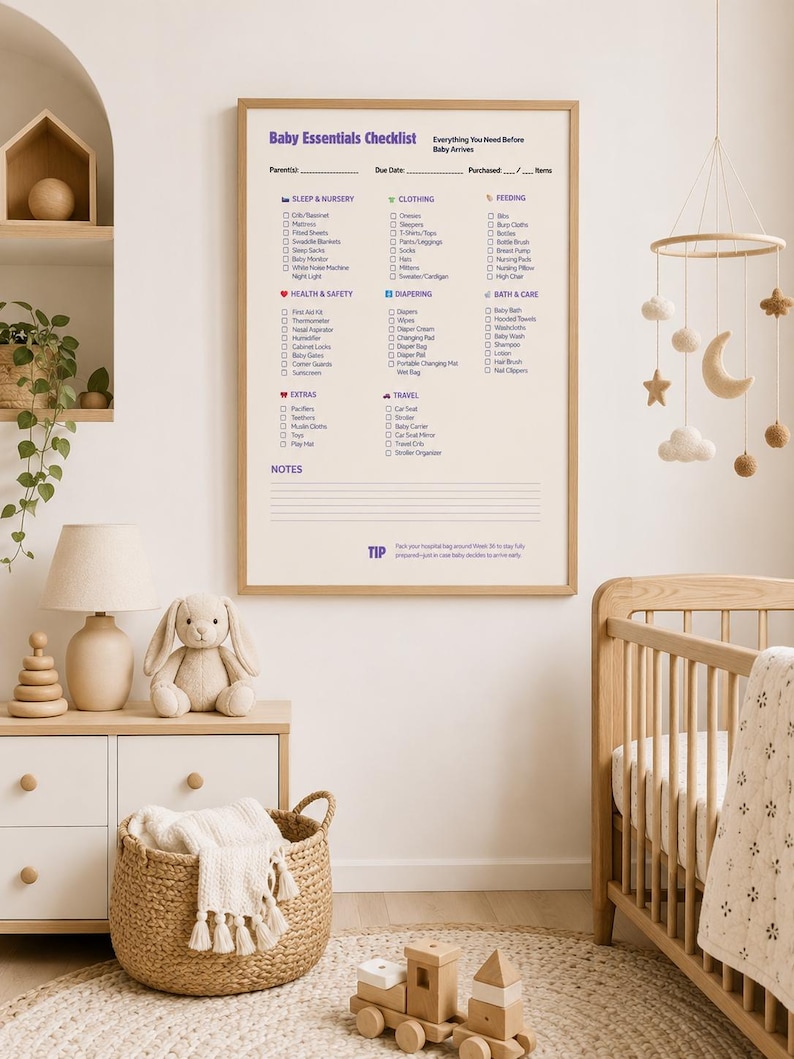 Baby Essentials Checklist Printable | Newborn Checklist | Baby Registry ...