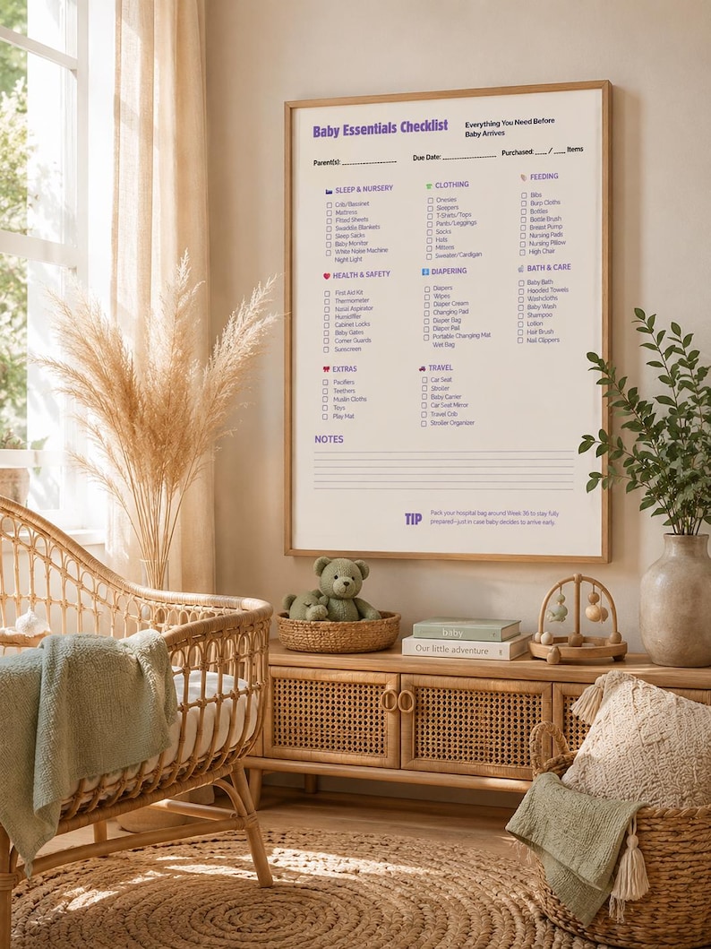 Baby Essentials Checklist Printable | Newborn Checklist | Baby Registry ...