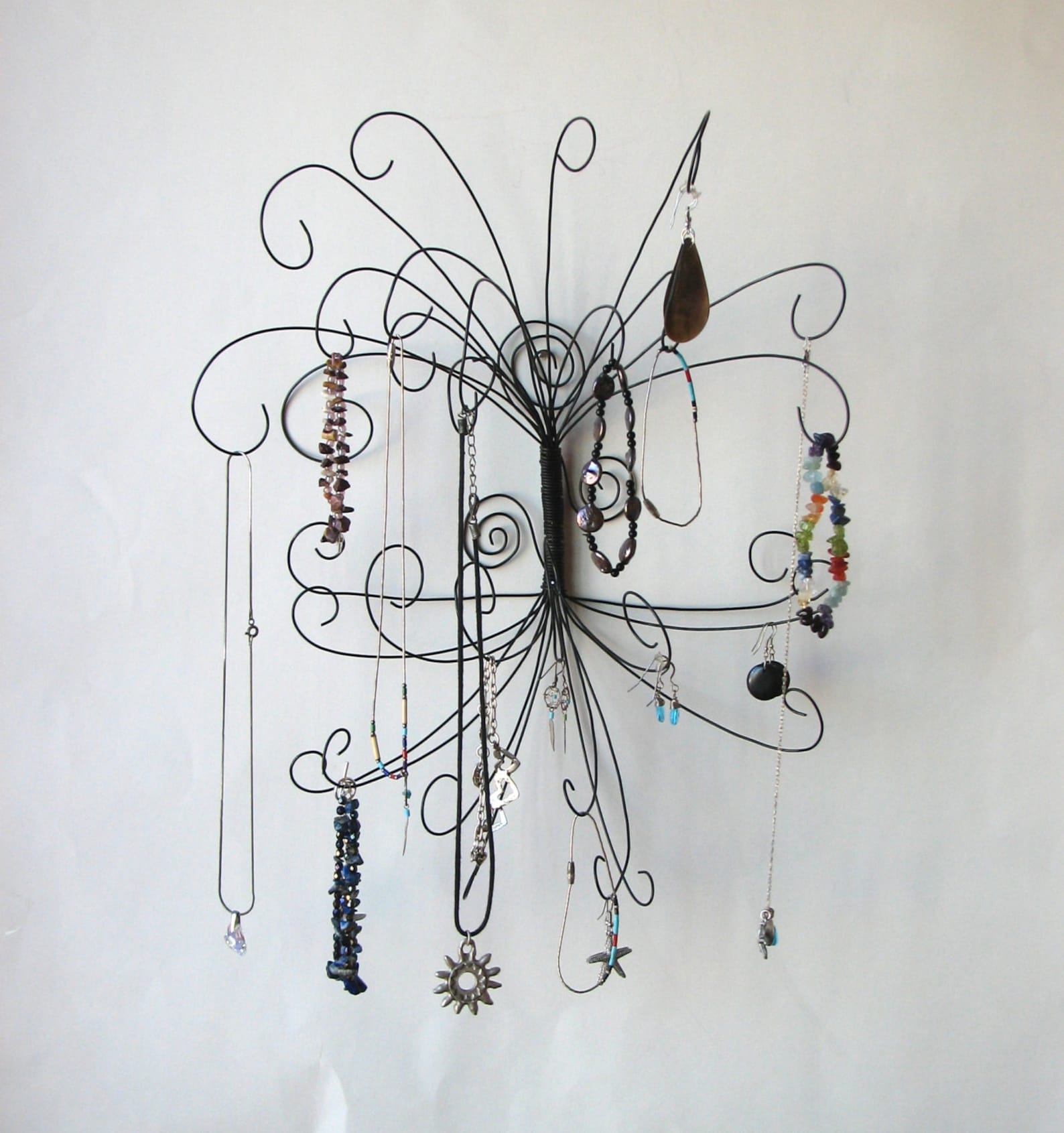 Wall Mounted Jewelry Organizer, Jewelry Tree Display Wire Wall Mount ...