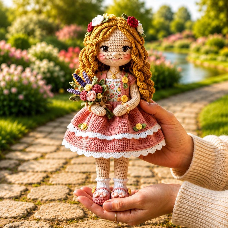 Crochet Floral Princess Doll Pattern PDF, Amigurumi Girl Doll Crochet ...