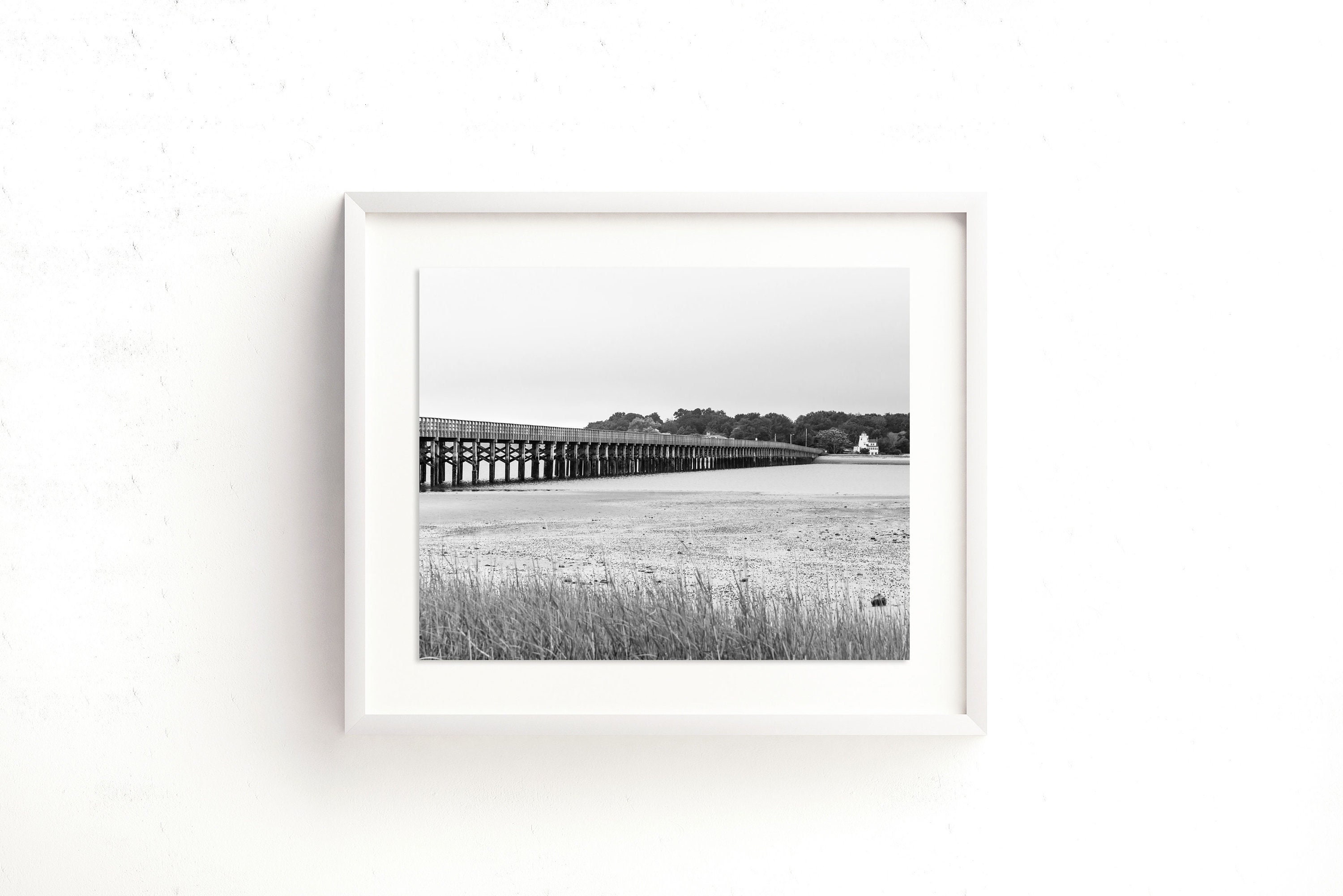 Powder Point Bridge Print: Duxbury Beach Black and White Photography - Etsy