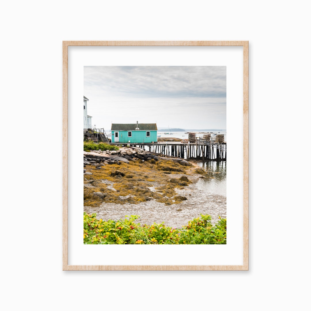 Turquoise Fishing Shack Photo - Stonington Maine Photography Print ...