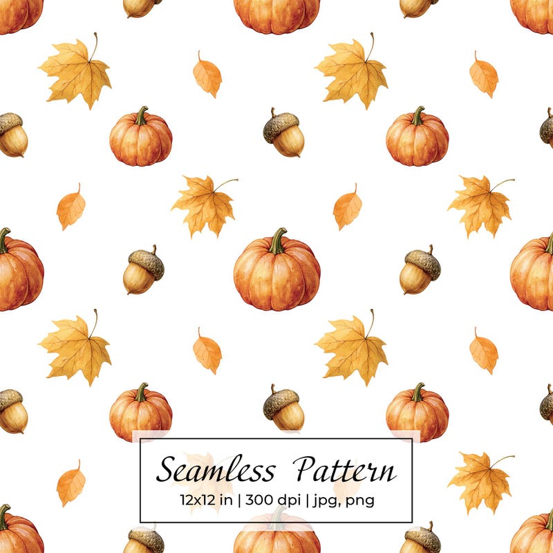 Acorn Leaves Pumpkin Seamless - Etsy Canada