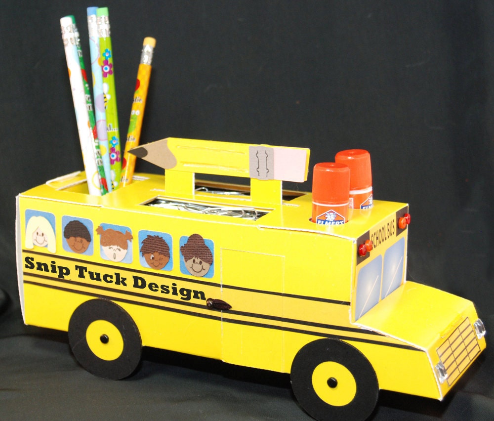 School Supply Bus Printable Pattern Teacher Gift Classroom Decor Pencil ...