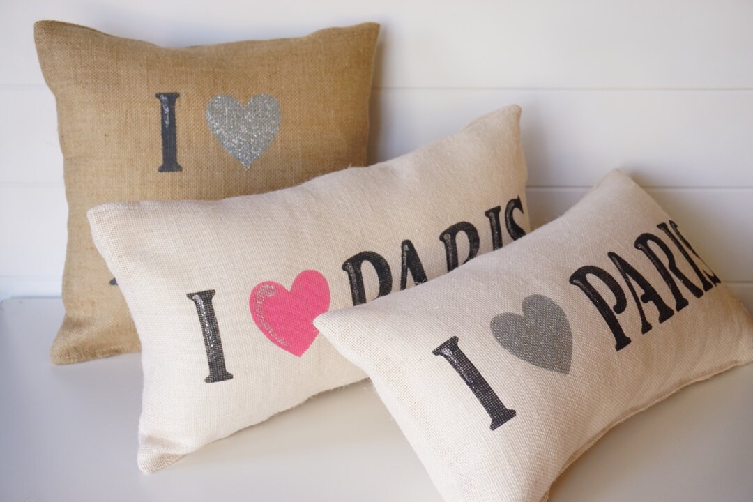 French Burlap Pillow I Love Paris Paris Pillow Paris Decor - Etsy