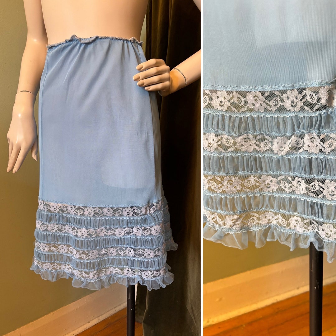 Vintage 1950s Blue Half Slip With Ruffles and Lace L XL - Etsy