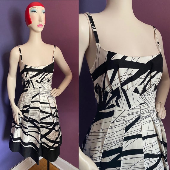 Designer Vintage Abstract Stripe Dress XS S | Etsy