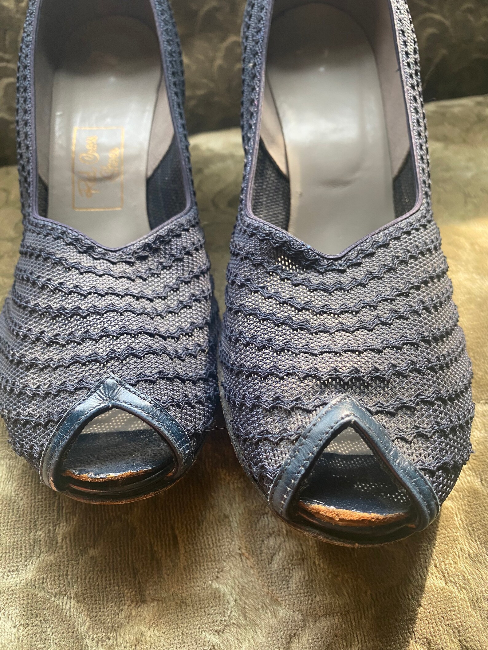 1950s Navy Mesh Peeptoe Pumps 10AA - Etsy