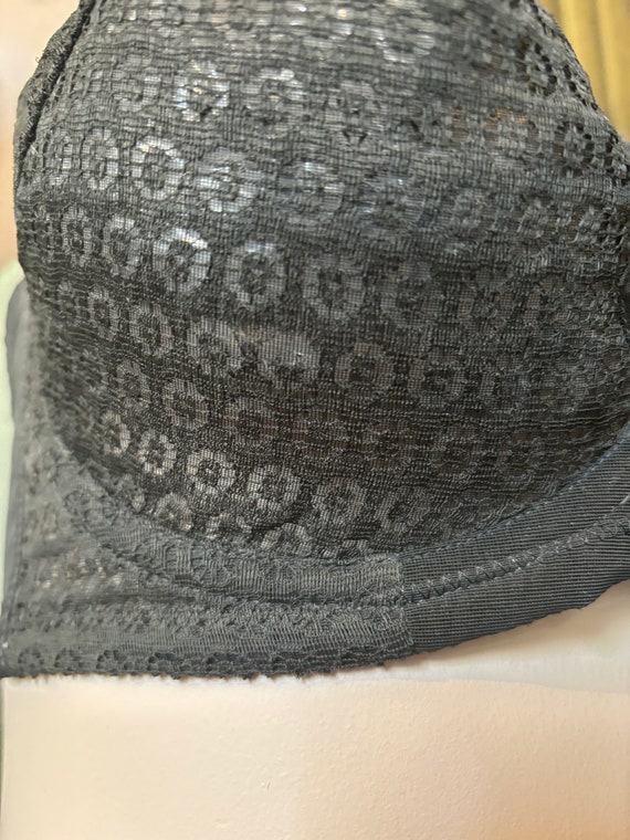 Vintage 1950s Black Lace Bullet Bra Bali Sno flake 34D - Gem