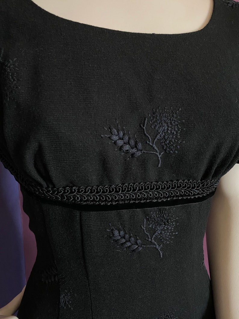 Vintage 1950s Embroidered Black Wiggle Dress Designer LBD S - Etsy
