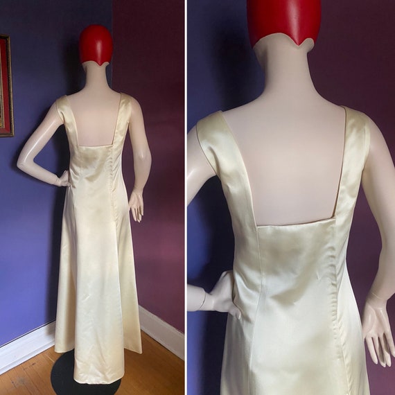 Vintage 1960s Cream Satin Wedding Dress and Jacket Se… - Gem