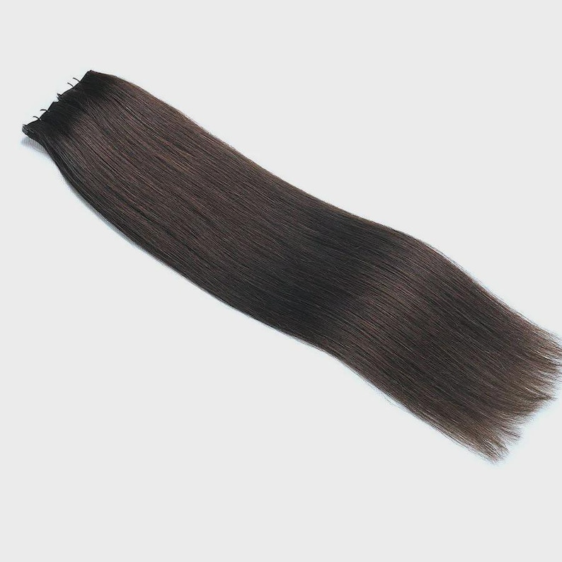 Invisible Tape in Human Hair Extensions Dark Chocolate Brown | Seamless ...