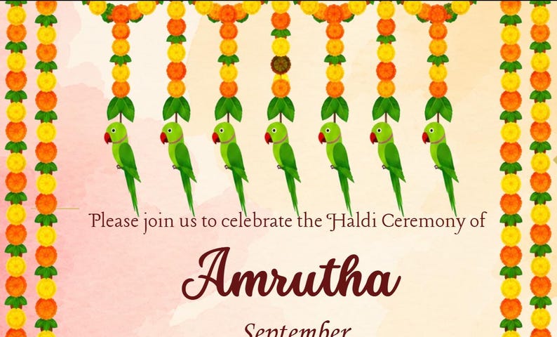 Haldi Ceremony Invitation Animated Video Canva Template South Indian ...