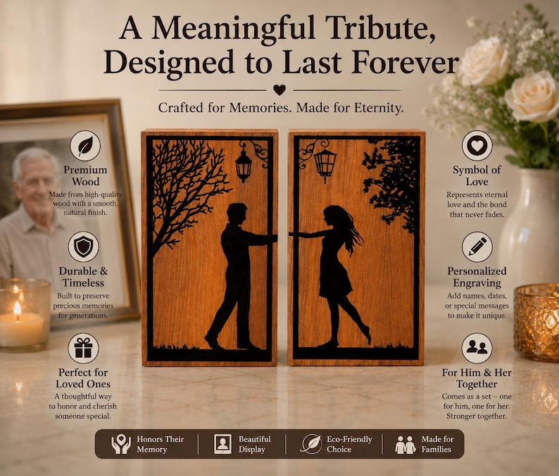 Personalized Double Memorial Urn for Ashes | Couple Cremation Urn Set ...