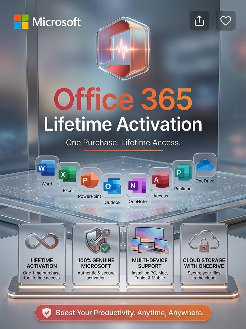 Microsoft Office 365 Professional Plus 2026 | Lifetime Account | 5 ...