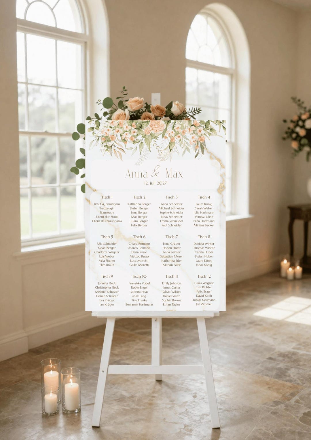 Wedding Seating Chart Template Canva | Boho Floral Seating Chart ...