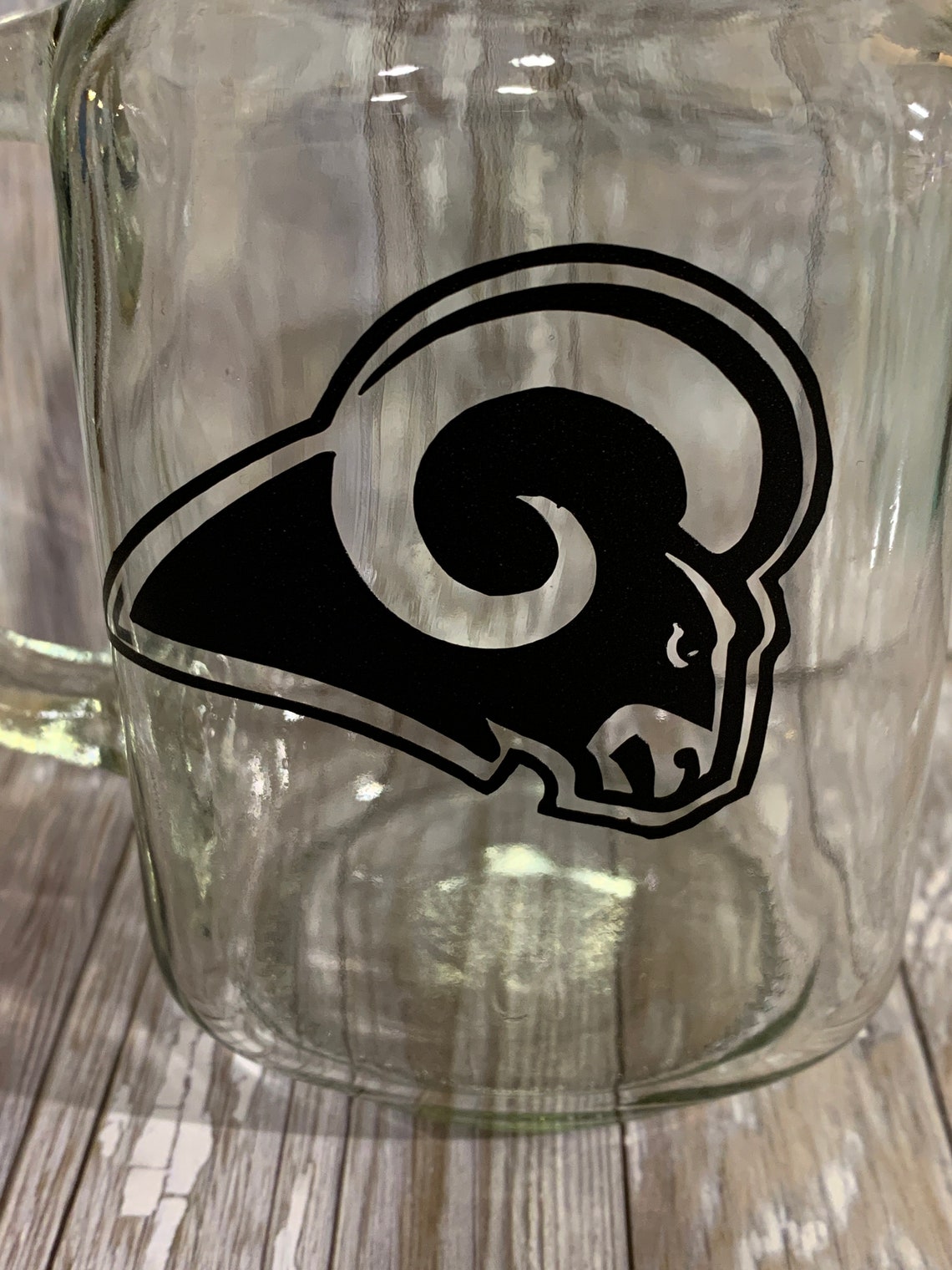 Los Angeles RAMS Clear 16 oz. Glass Mason Jar Beer Mug Can Add | Etsy