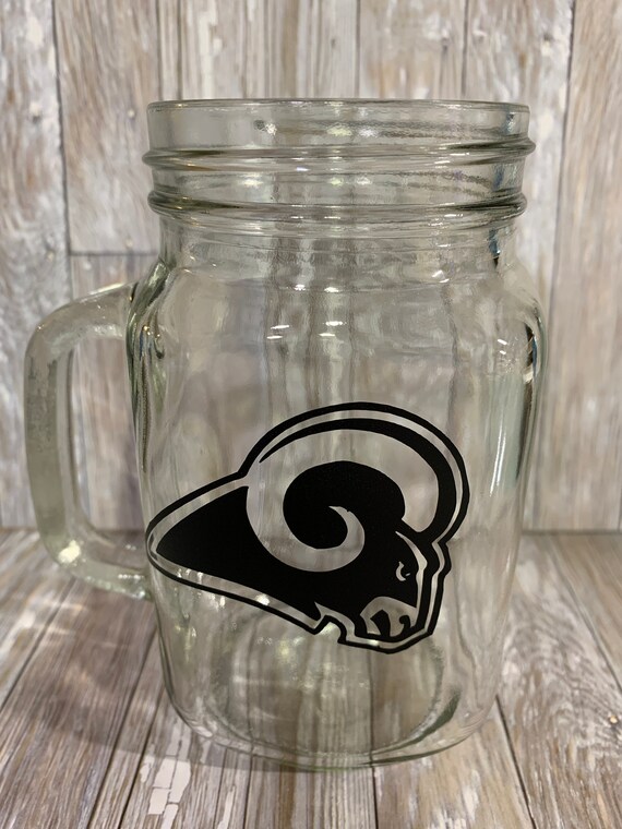 Los Angeles RAMS Clear 16 oz. Glass Mason Jar Beer Mug Can Add | Etsy