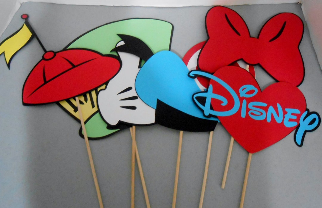 Disney Character Single Sided Die Cut on a Stick Photo Booth Props Set ...