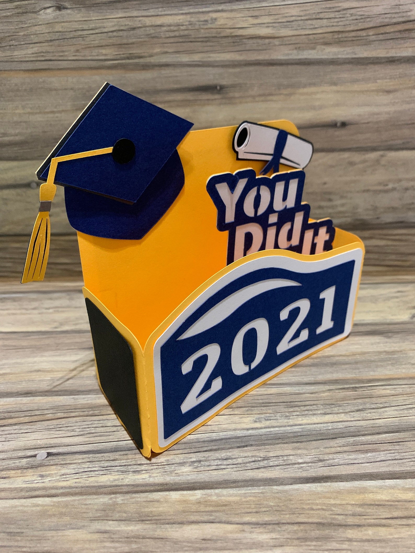 Graduation 3D Box Card Graduation Cap and YEAR 4.25 X 5.5 in - Etsy