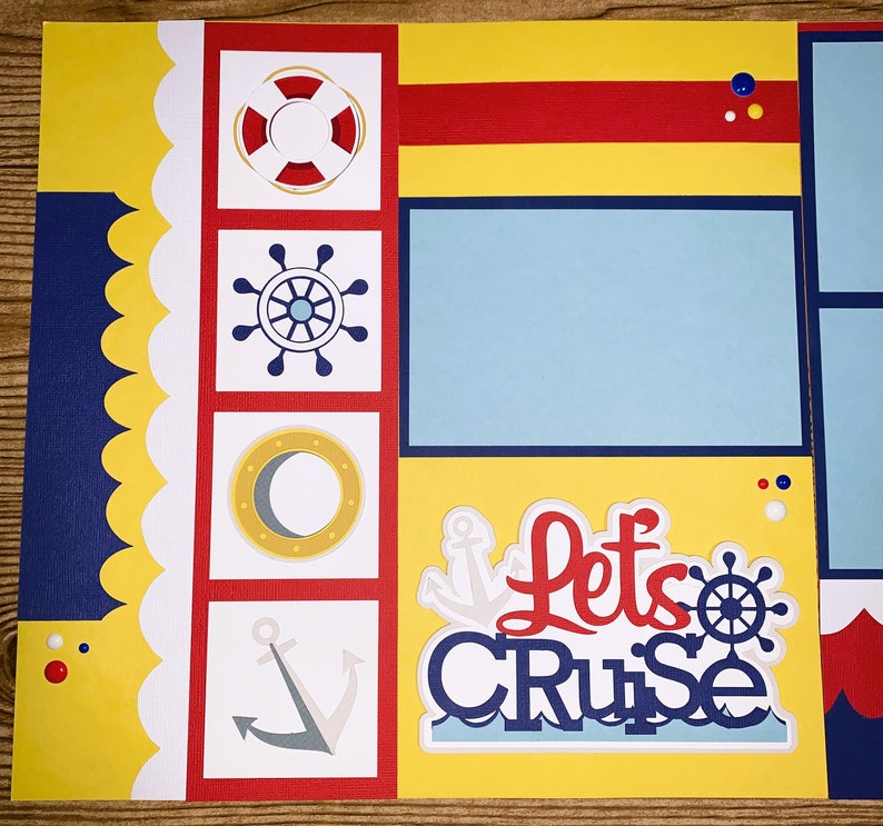 Let's Cruise Colorful Cruise Ship Themed Premade Scrapbook Layout 2 ...