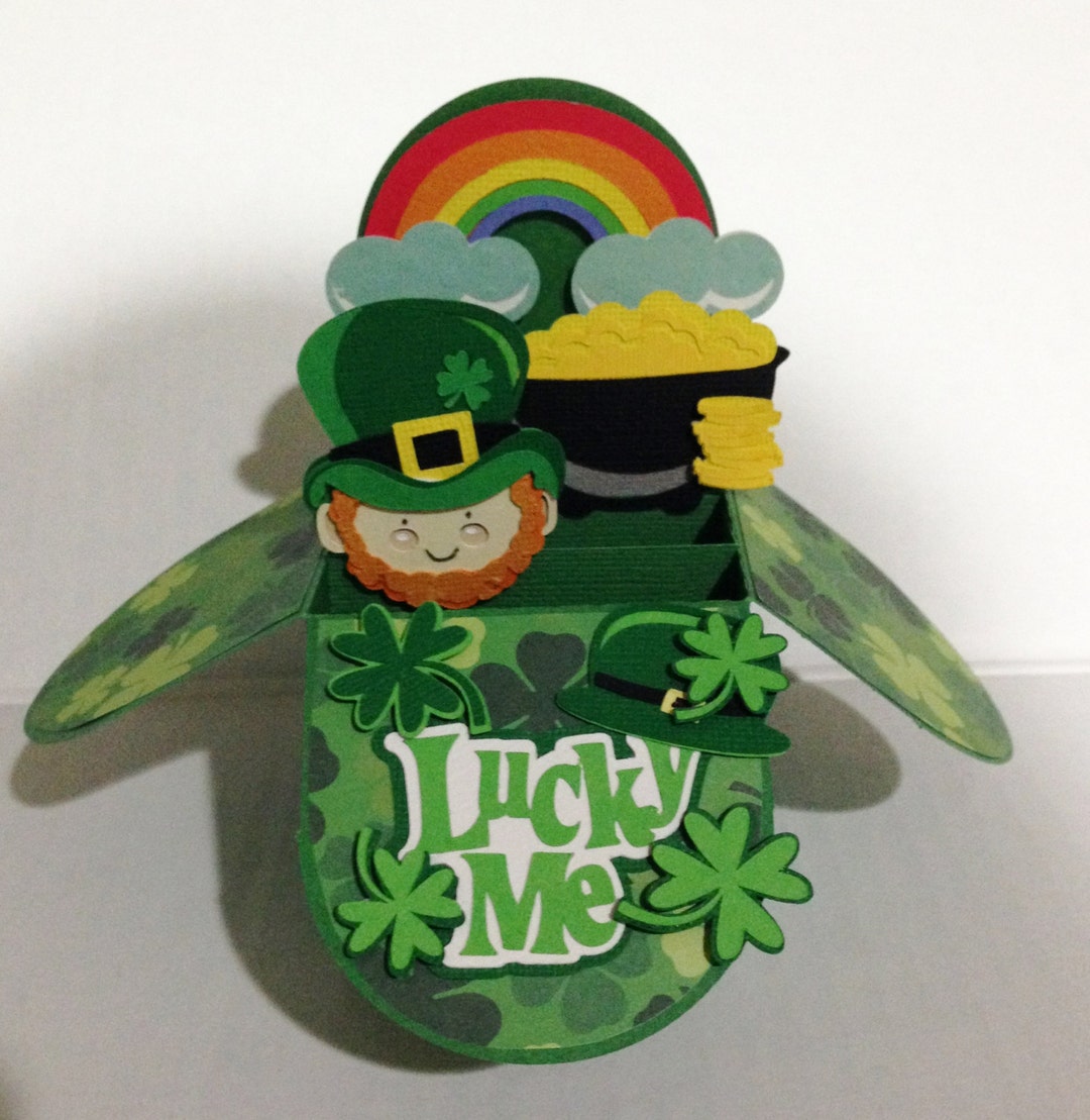 Lucky Me St. Patty's Day Leprechaun Pot of Gold Themed Box Card 5.5"x6 ...