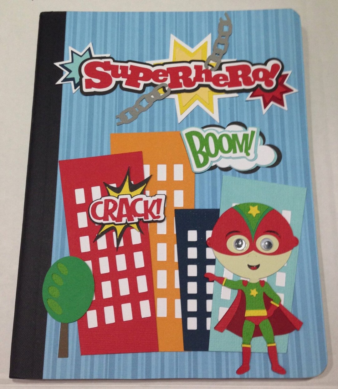 Superhero Book Crack Bam Themed Altered Journal Notebook Size 7.5 X 10 ...