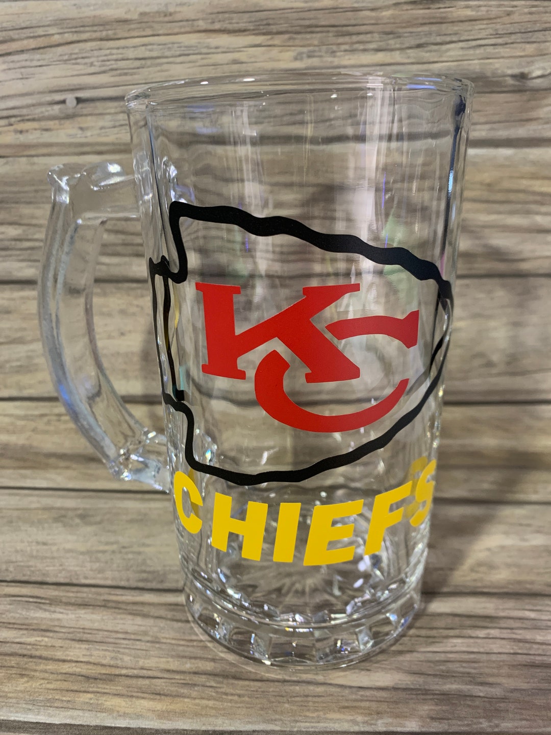 Kansas City Chiefs Clear 16 Oz. Glass Beer Mug Can Add Personalized ...