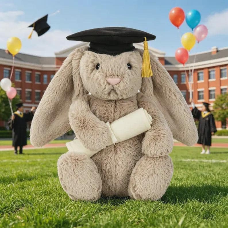 Jellycat Bashful Beige Bunny Graduation Plush Toy - With Bag - Etsy UK