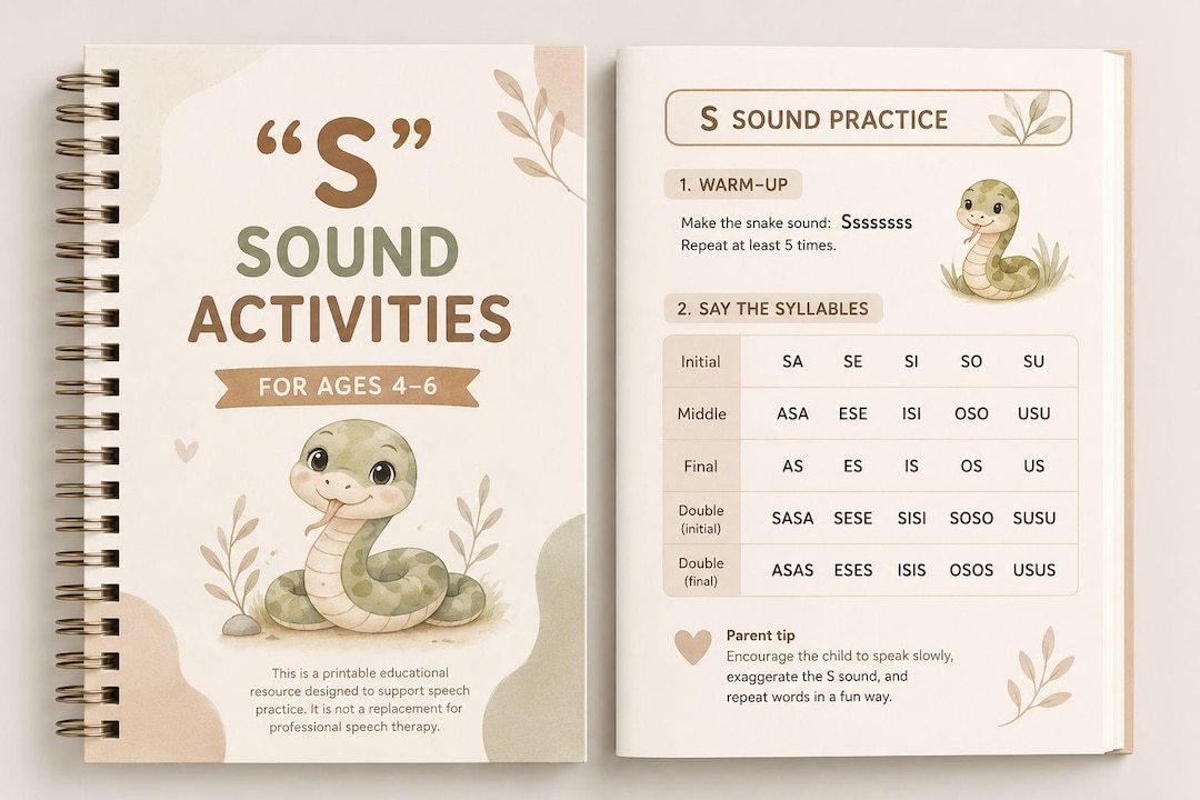 S Sound Speech Therapy Activities for Kids Ages 4–6 | Printable Speech ...