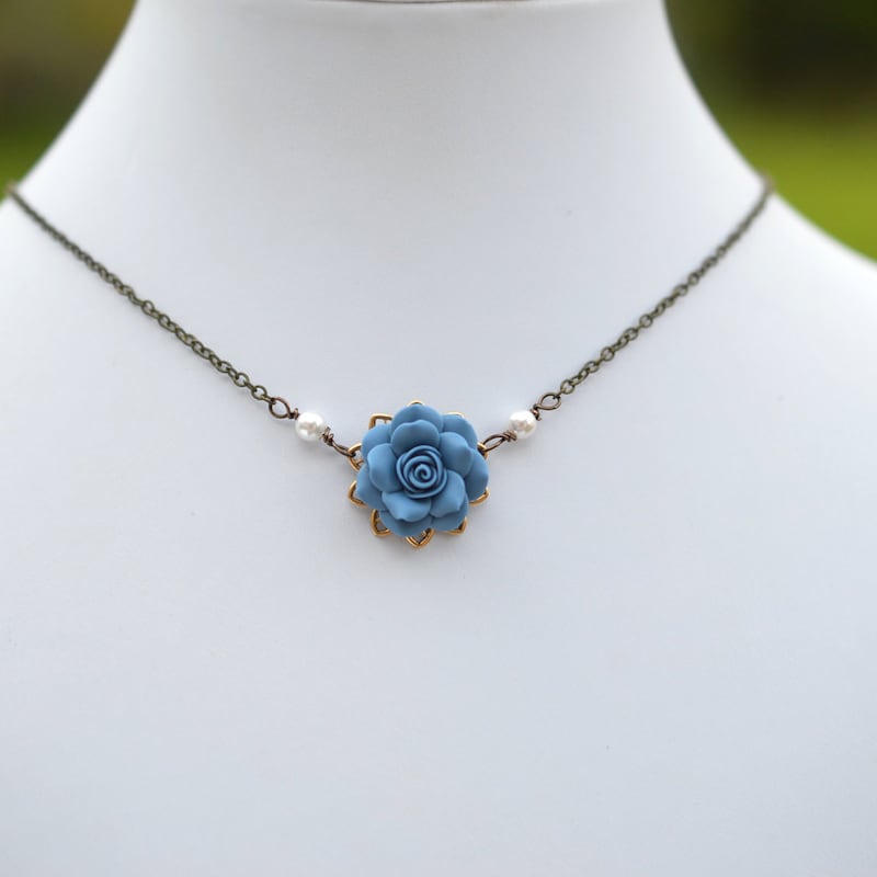 Arcane Blue Rose Necklace - Etsy Canada