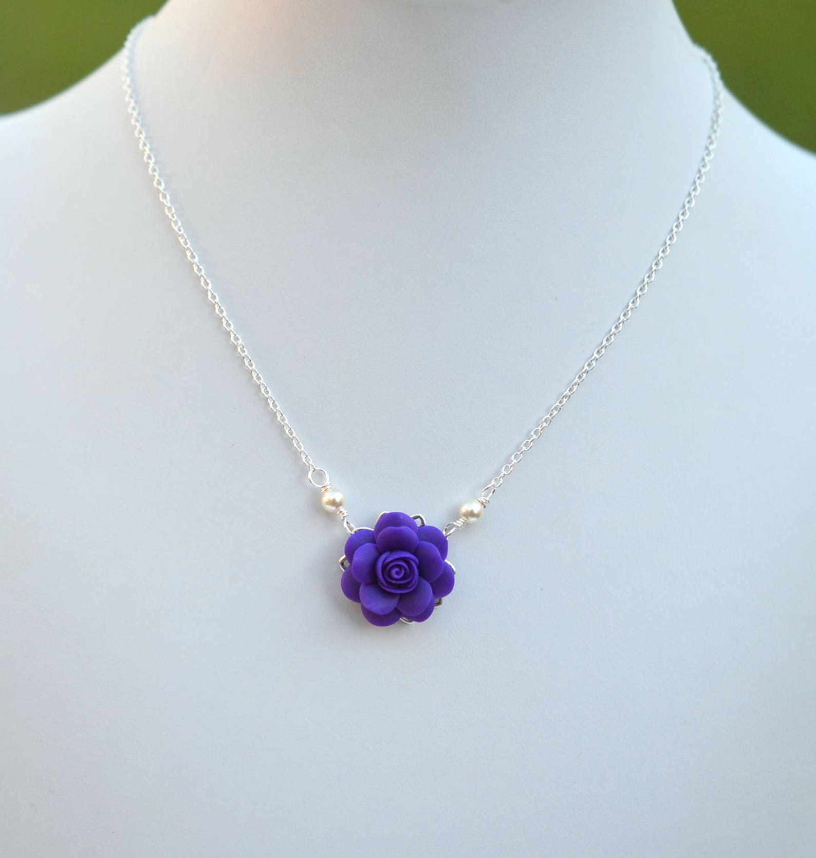 Delicate Deep Purple Rose Necklace. Bradley Delicate Necklace - Etsy