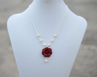 Deep Red Necklace - Etsy