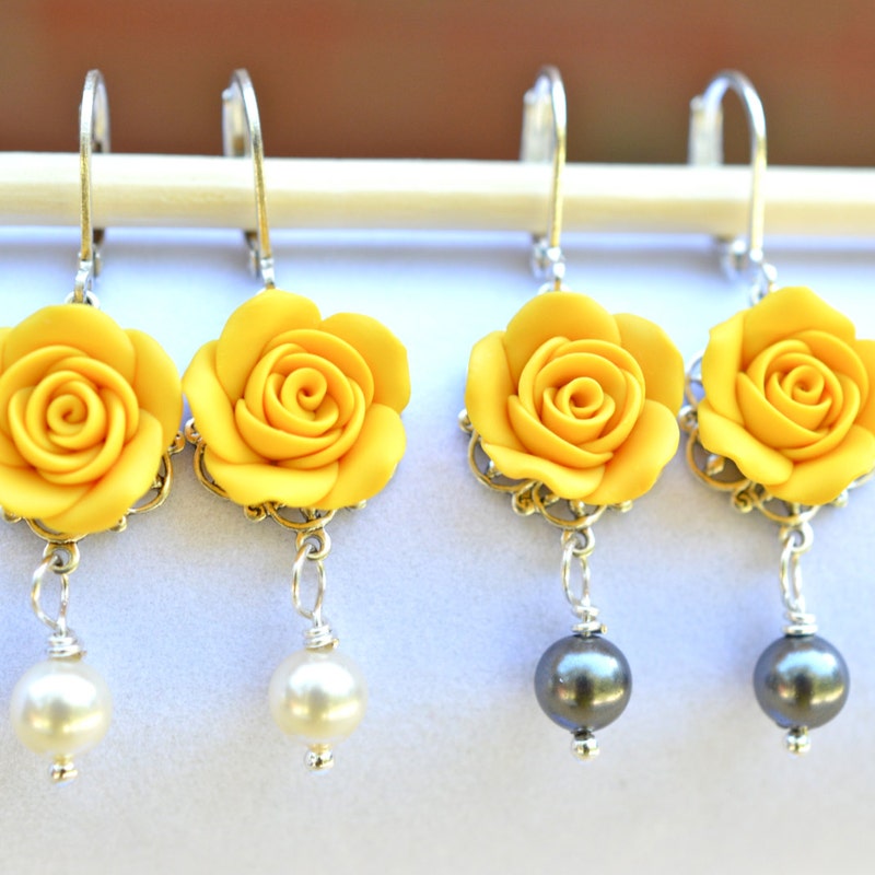 Yellow Rose Earrings - Etsy