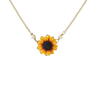 ORIGINAL Red Yellow Sunflower Pendant Necklace. Red Yellow Sunflower ...